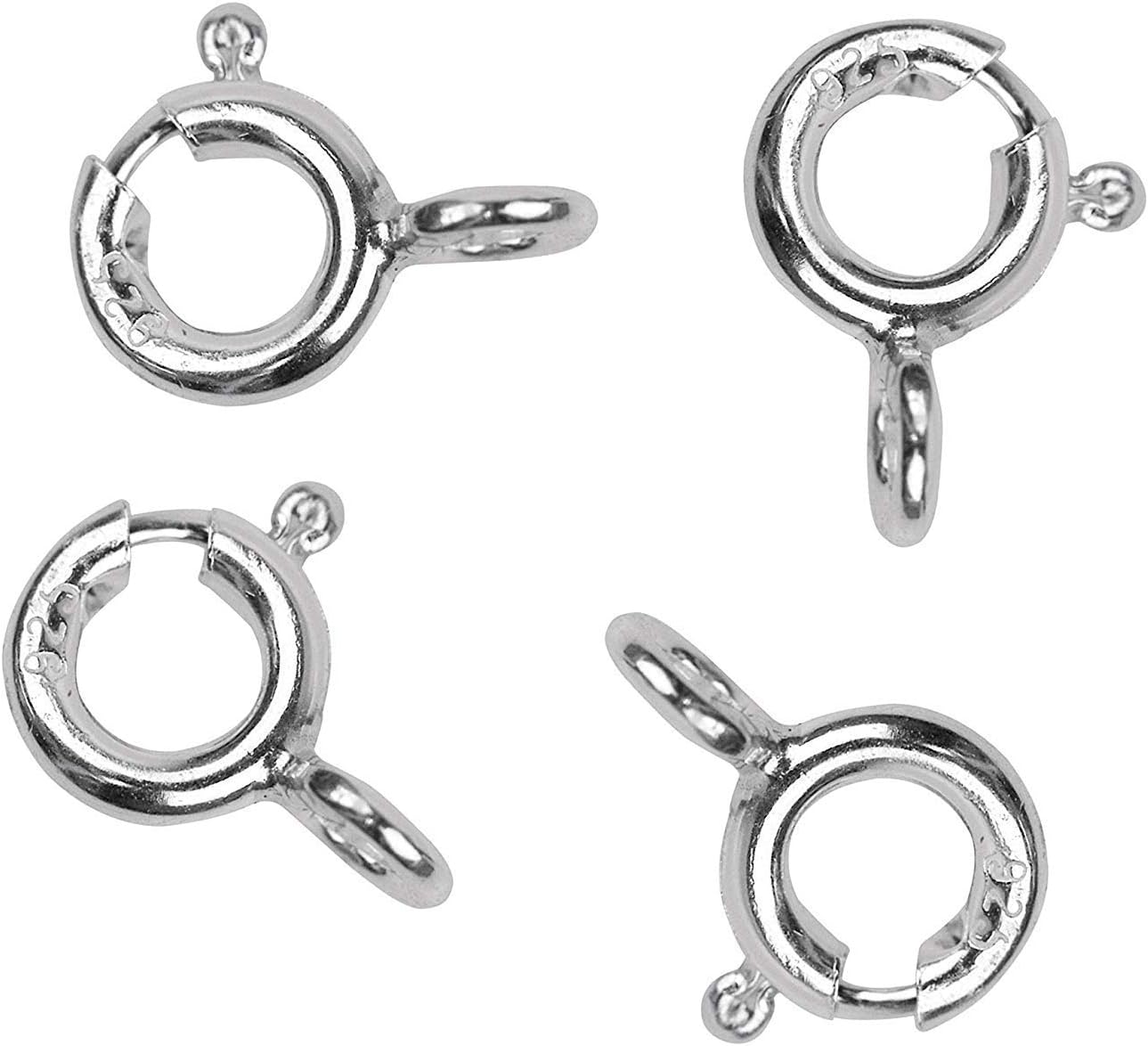 10 x 6mm Solid Sterling Silver Bolt Ring Clasps with open jump ring for ...