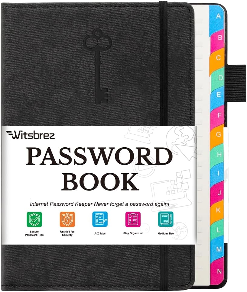 Amazon.com : Witsbrez Password Keeper Book with Colorful Alphabetical ...
