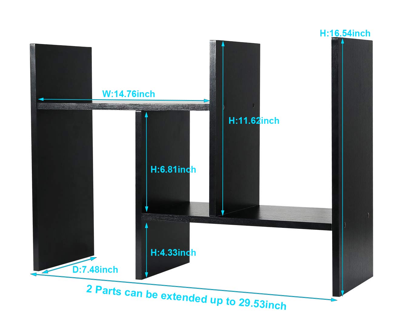 Snapklik.com : PAG Adjustable Desktop Shelf Wood Small Bookshelf Desk ...