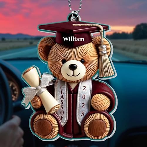 Amazon.com: Graduation Bear - Personalized Acrylic Car Hanger ...