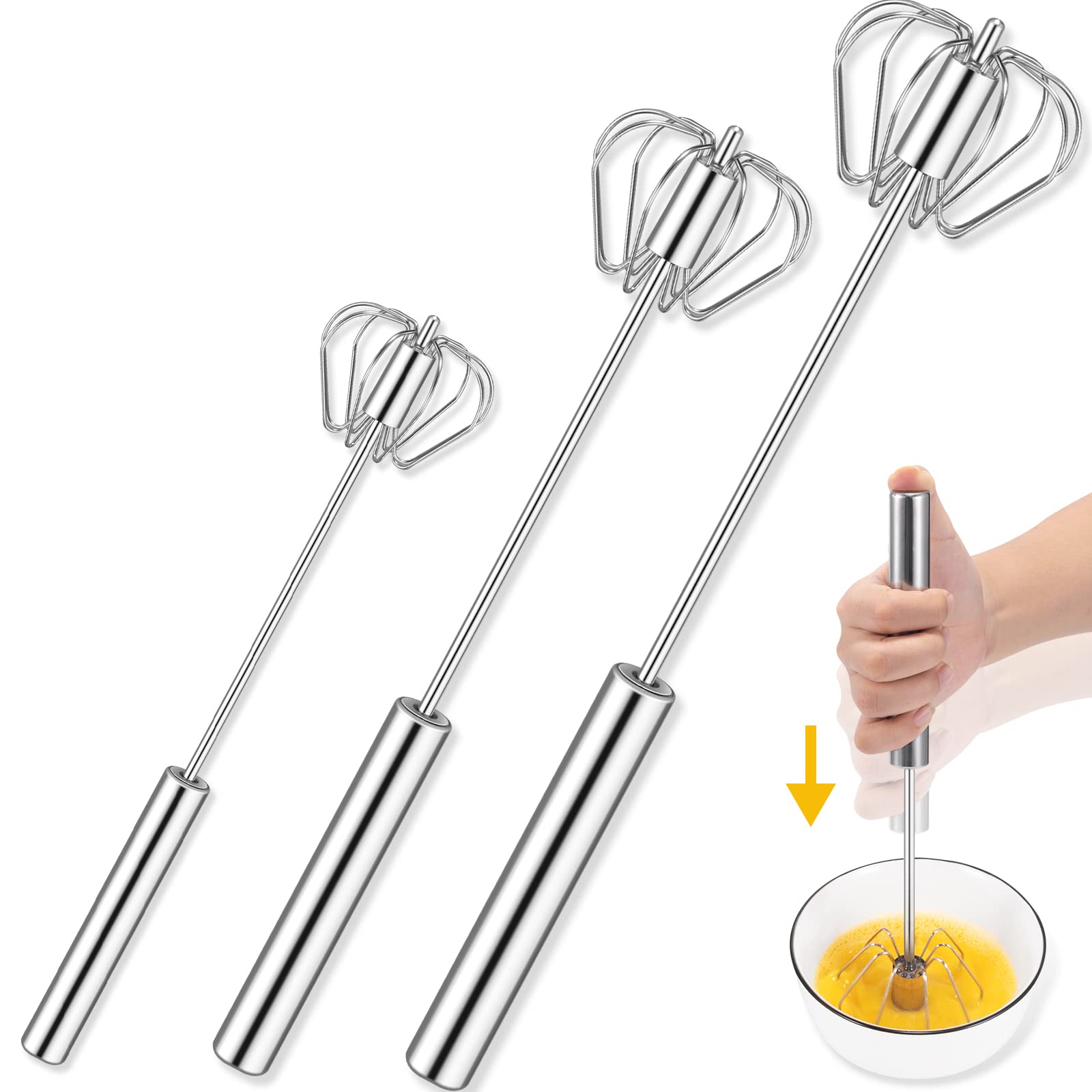 Amazon.com: Hand Push Whisk, Semi-Automatic Egg Whisk, Stainless Steel ...