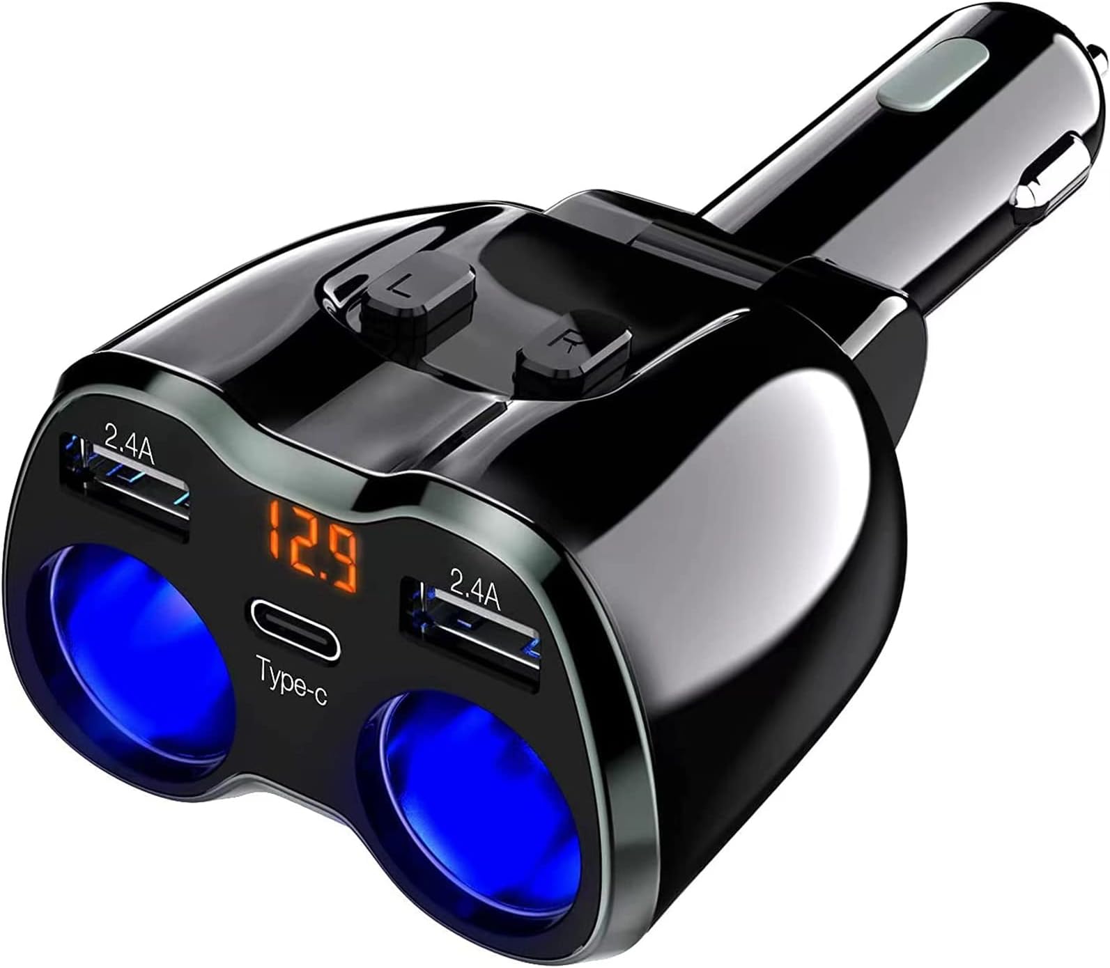Amazon.com: Otium USB C Car Charger, 2 Sockets Cigarette Lighter ...