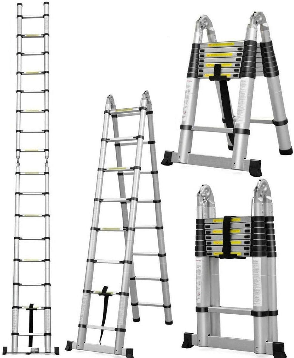 Telescopic Loft Ladder 5M Extendable Collapsible Fold Step Ladders ...
