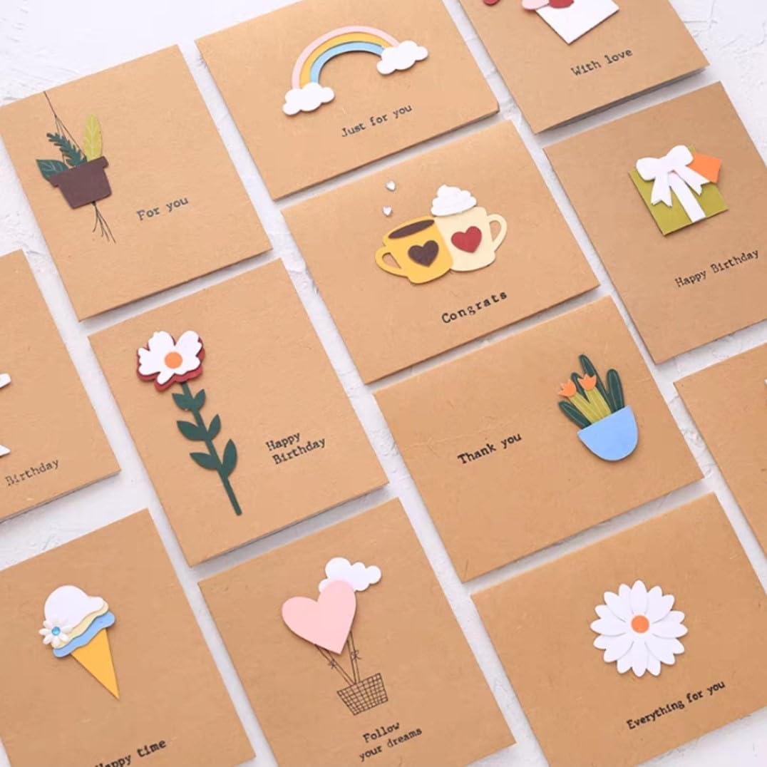 Amazon.com : Cute Greeting Cards - Set of 12 - Simple Clean Design ...