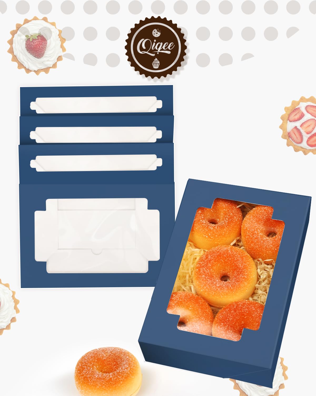 Snapklik.com : Qiqee Blackish Blue Cookie Boxes For Gift Giving 8x53x2 ...