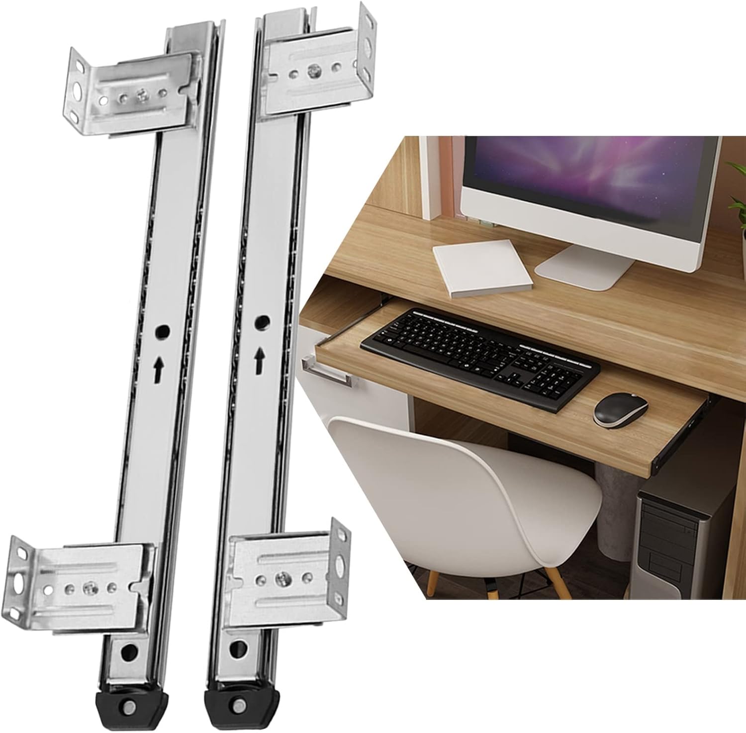Amazon.com: whalebee 14 Inch Drawer Slides Telescopic Keyboard Tray ...