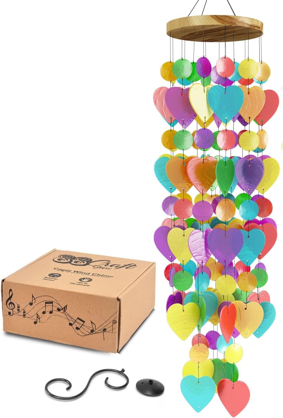Amazon.com : 88Craft Vibrant Love Multicolour Capiz Glass Shell Wind ...