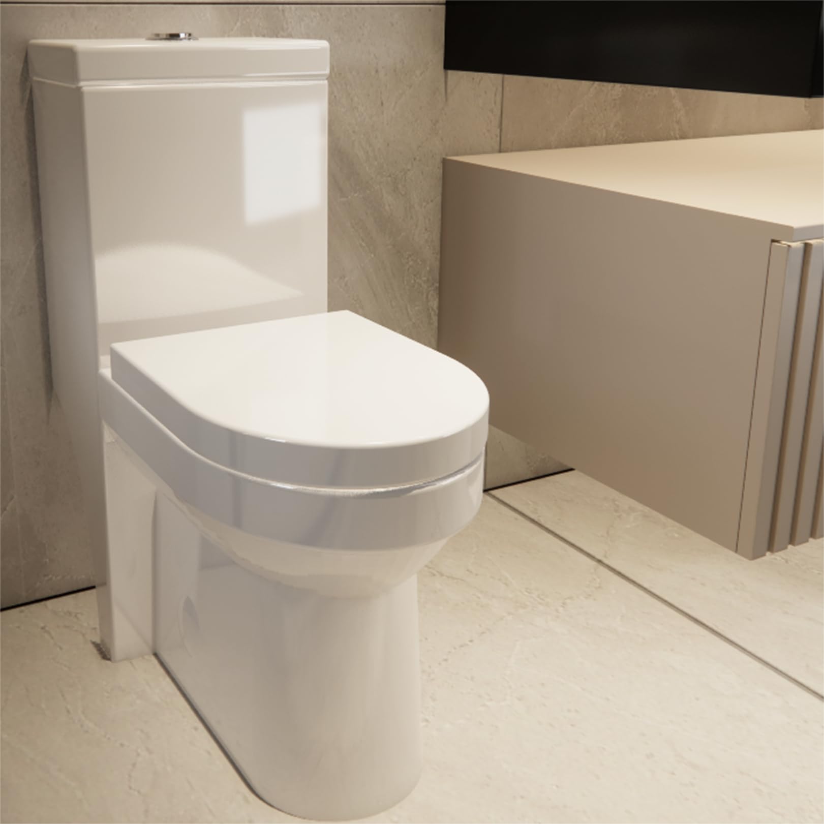 URENTO Compact One-Piece Elongated Toilet, Dual Flush (1.1/1.6 GPF ...
