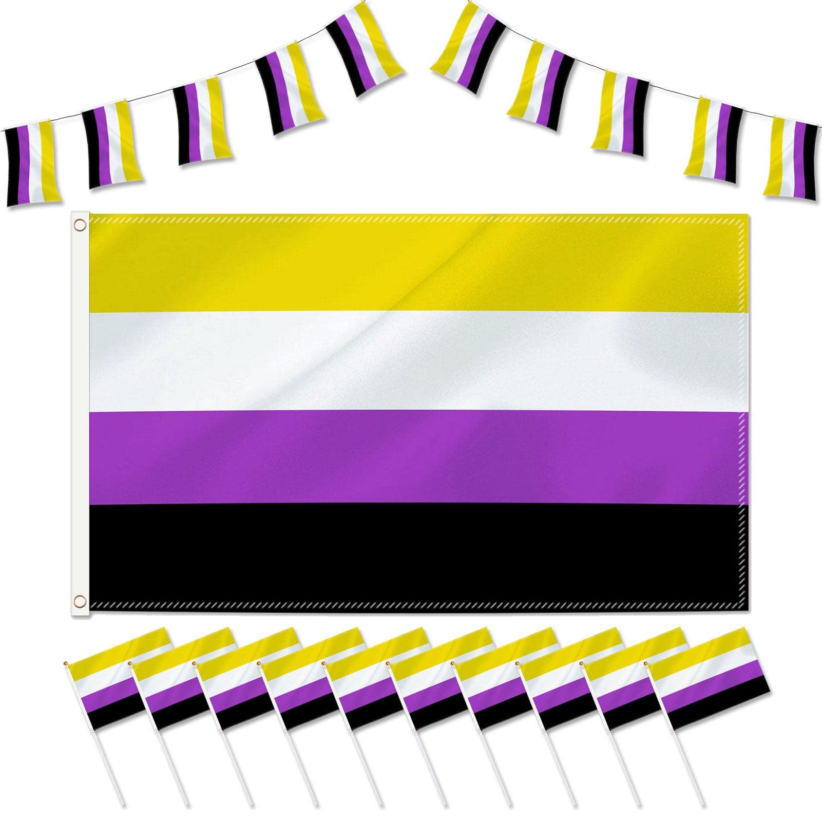 Buy supertop Non-Binary Pride ,Rainbow Large Banner - Rainbow s with Pride Banner, Mini Hand ...
