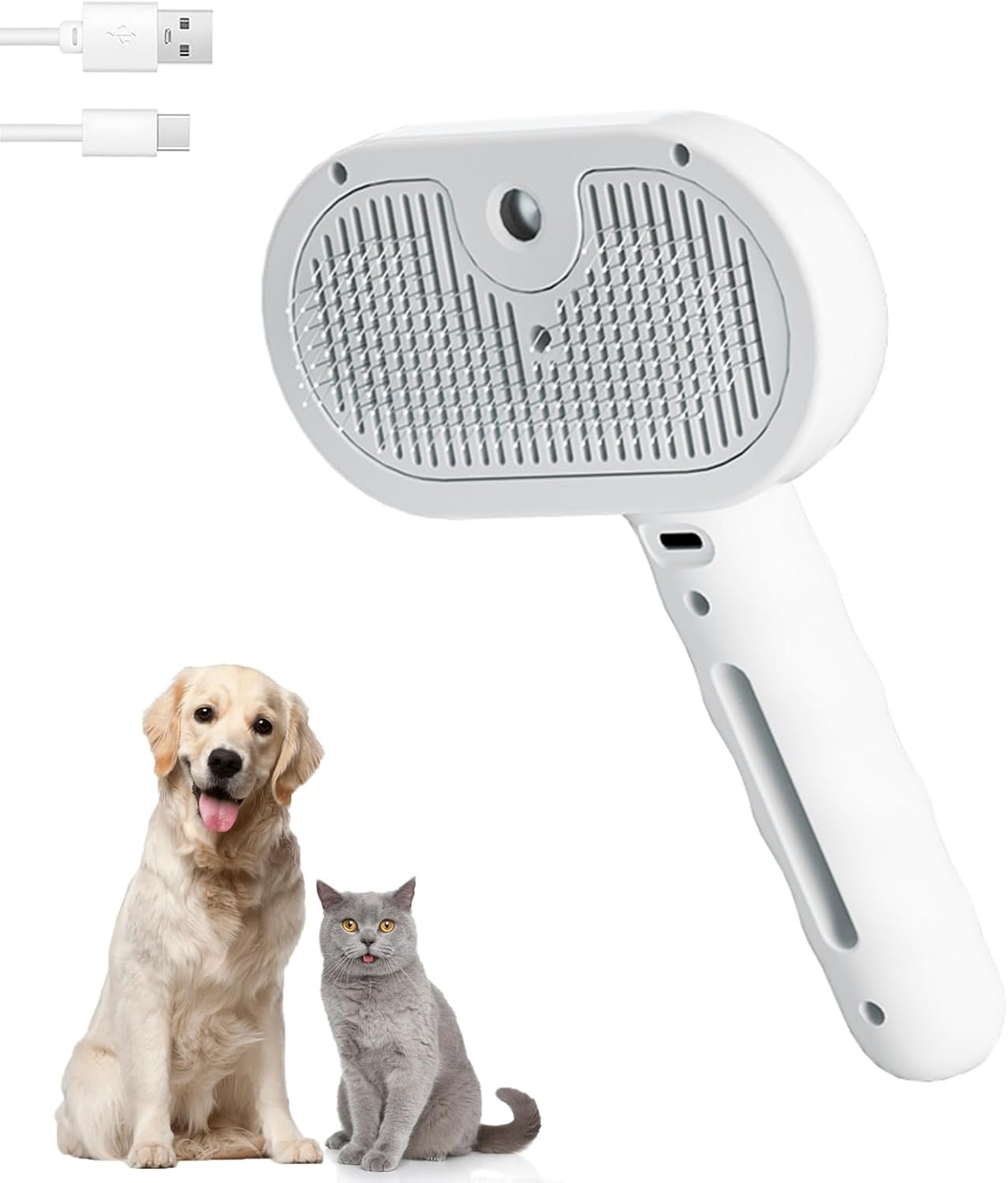 Dog steam brush, 4-in-1 steam pet brush self cleaning, Pet Spray Hair ...