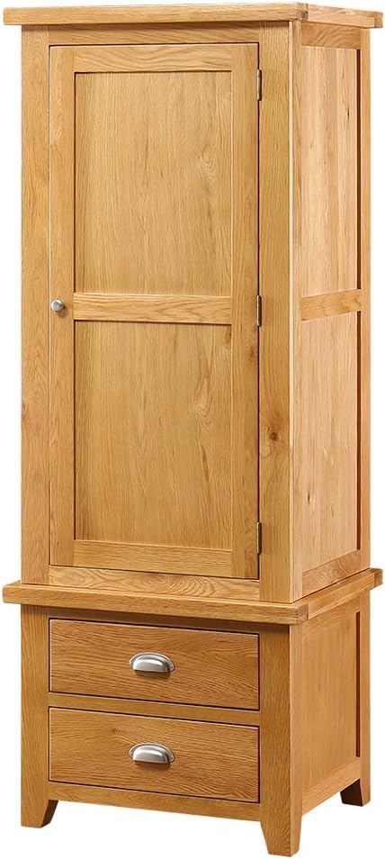 The Furniture Market Cheshire Oak Single 1 Door Wardrobe with 2 Drawers ...