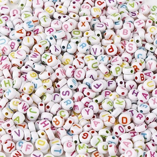 HappinessShop Tiny Size Acrylic Round Alphabet Beads,Diy Bracelet ...