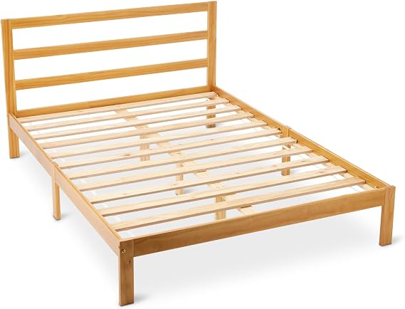 Amazon.com: Amazon Basics Full Bed Frame with Headboard, Solid Pine ...
