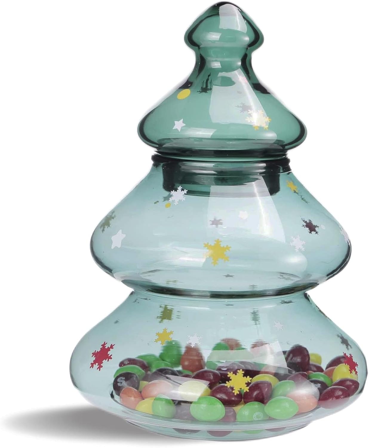 Amazon.com | Luvan Glass Candy Jar with Lid, Christmas Tree Large ...