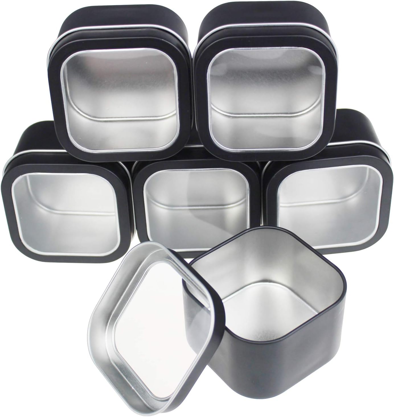 Amazon.com: LJY Empty 8-Ounce Capacity Square Silver Metal Tins with ...