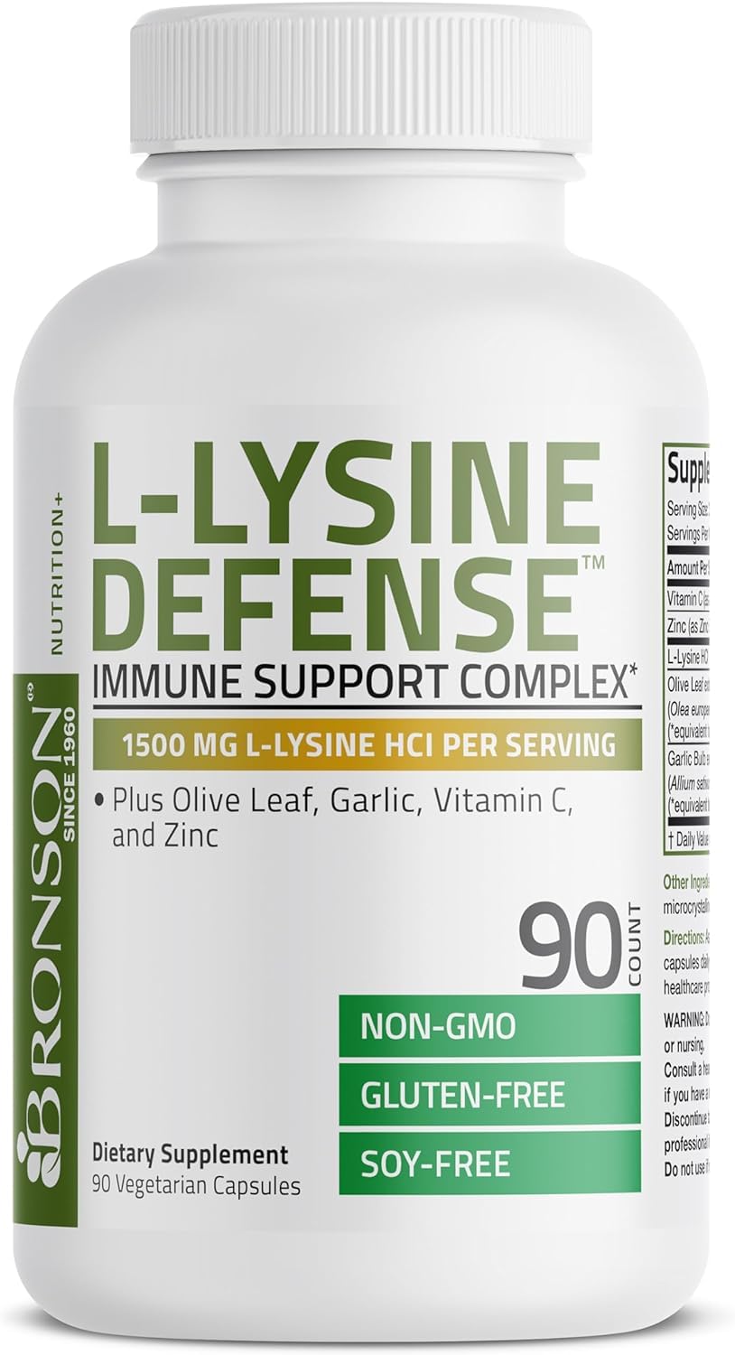 L-LYSINE DEFENSE IMMUNE SUPPORT COMPLEX 1500 MG L-LYSINE PLUS OLIVE LEAF, GARLIC, VITAMIN C AND ...
