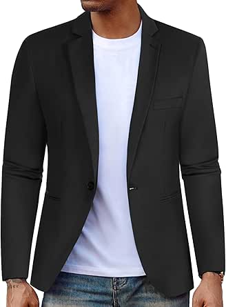 Men's Casual One Button Slim Fit Blazer Jacket Sport Coat Size M Black ...