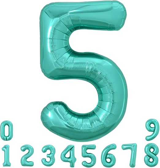 Amazon.com: TONIFUL 40 Inch Large Teal Blue Number Balloons, Giant ...