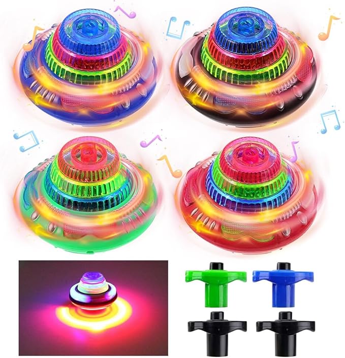 Light Up Spinning Toy, CJBIN 4 Pcs Light Up Spinning Tops, Gyroscope ...