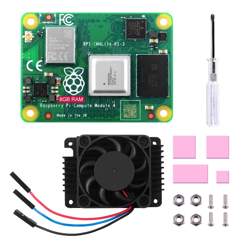 Pi Compute Module 4 Comes with Heatsink and PWM Fan - 8GB RAM eMMC 0GB ...