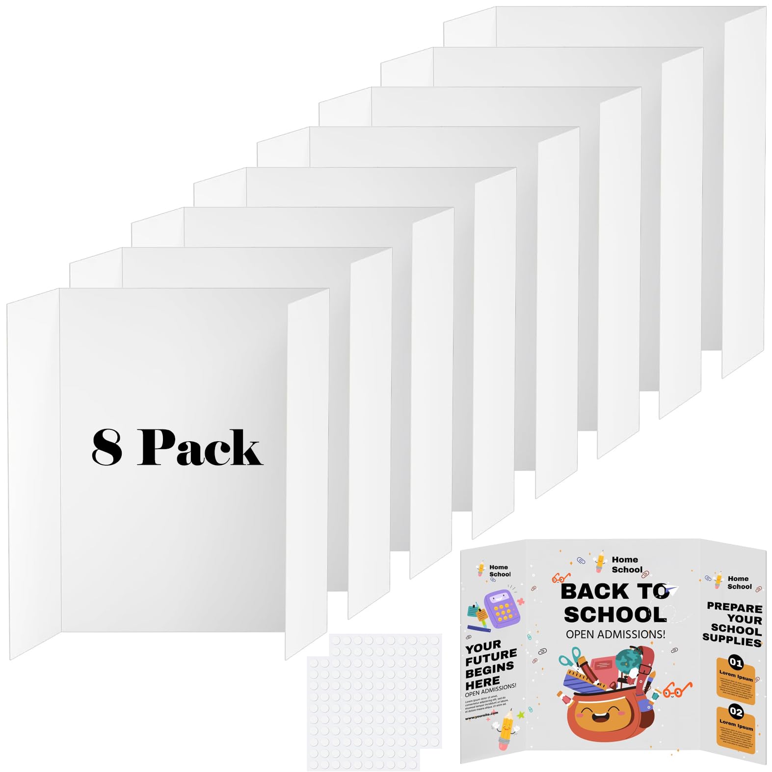 Buy ea 8pcs Trifold Board with 200pcs Double Sided Stickers, 16x24inch ...