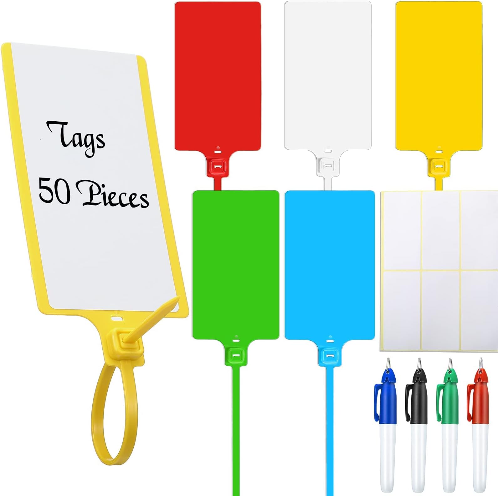 Amazon.com : Waterproof Plastic Tags with Marker Pens and Sticker ...
