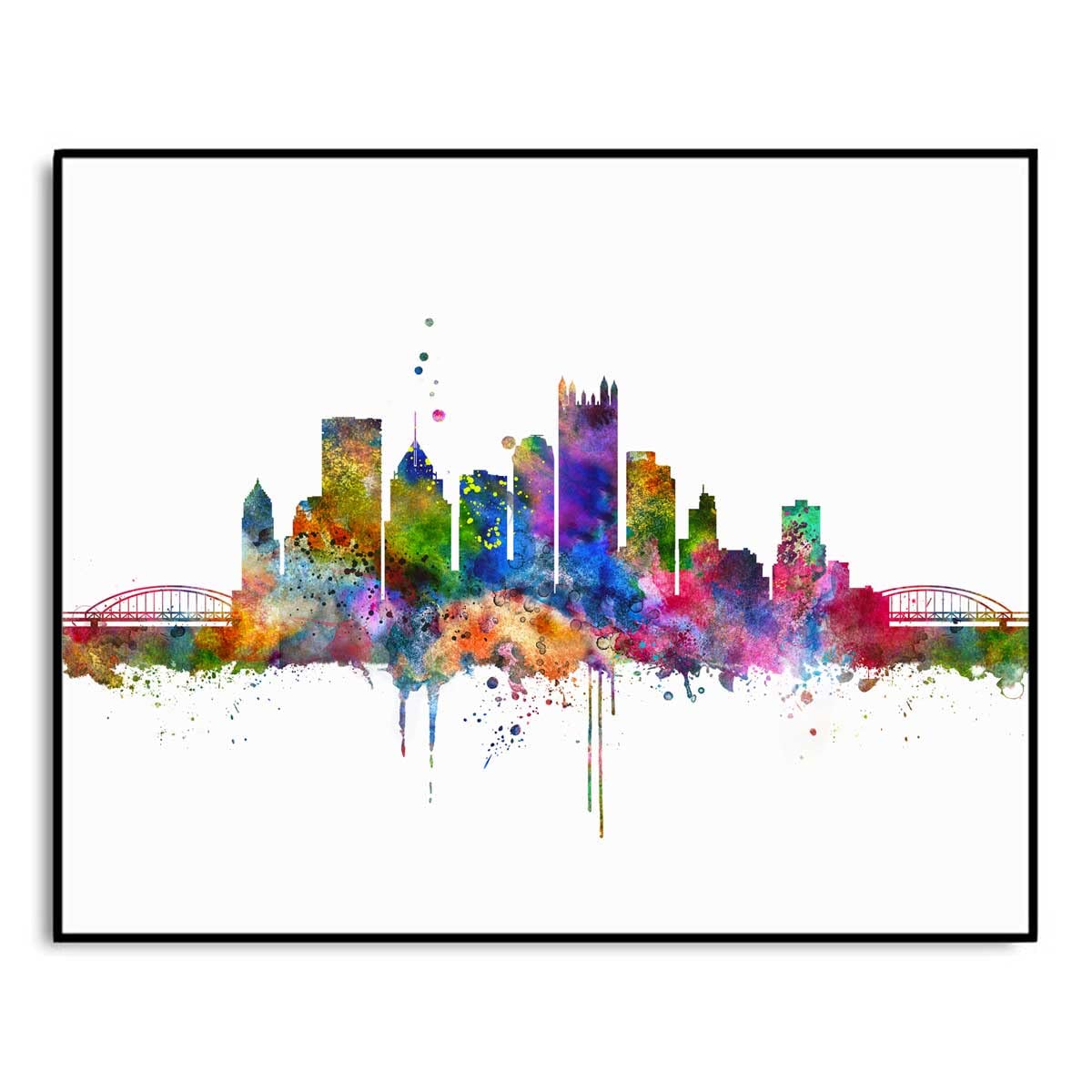 Amazon.com: Pittsburgh Skyline, Pittsburgh Art Print, Skyline ...