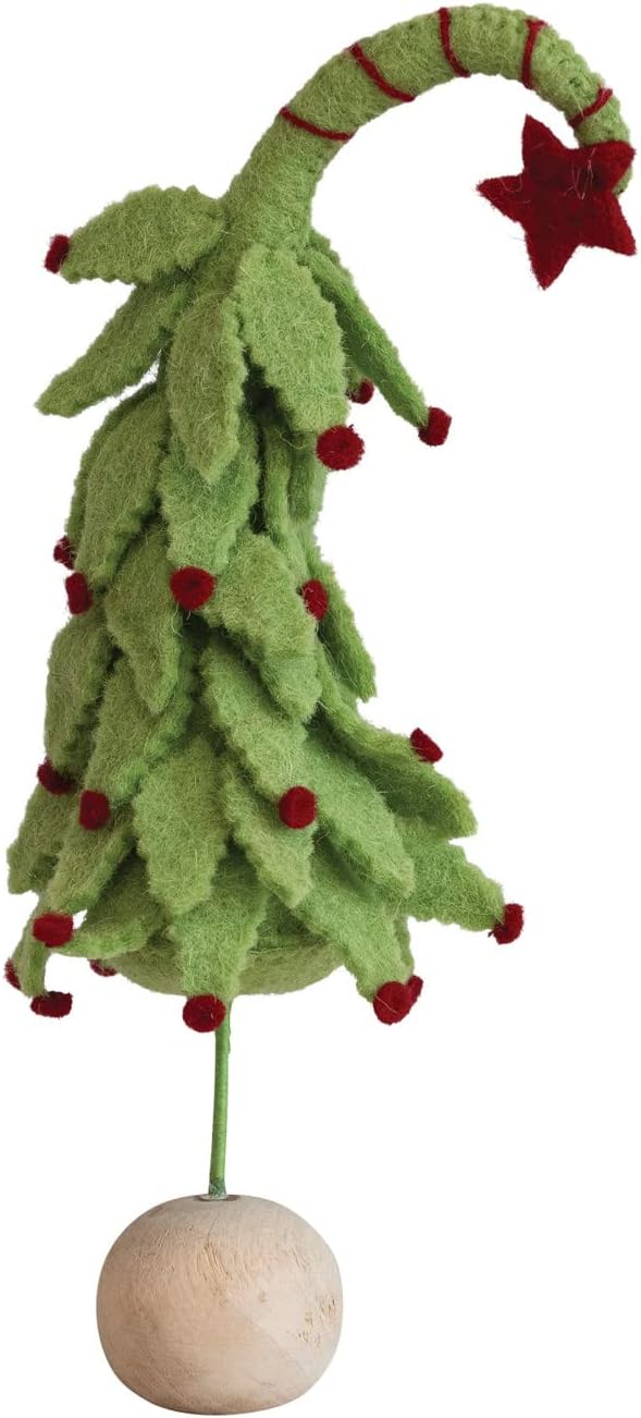 Amazon.com: Creative Co-Op Handmade Wool Felt Tree with Star, Berries ...