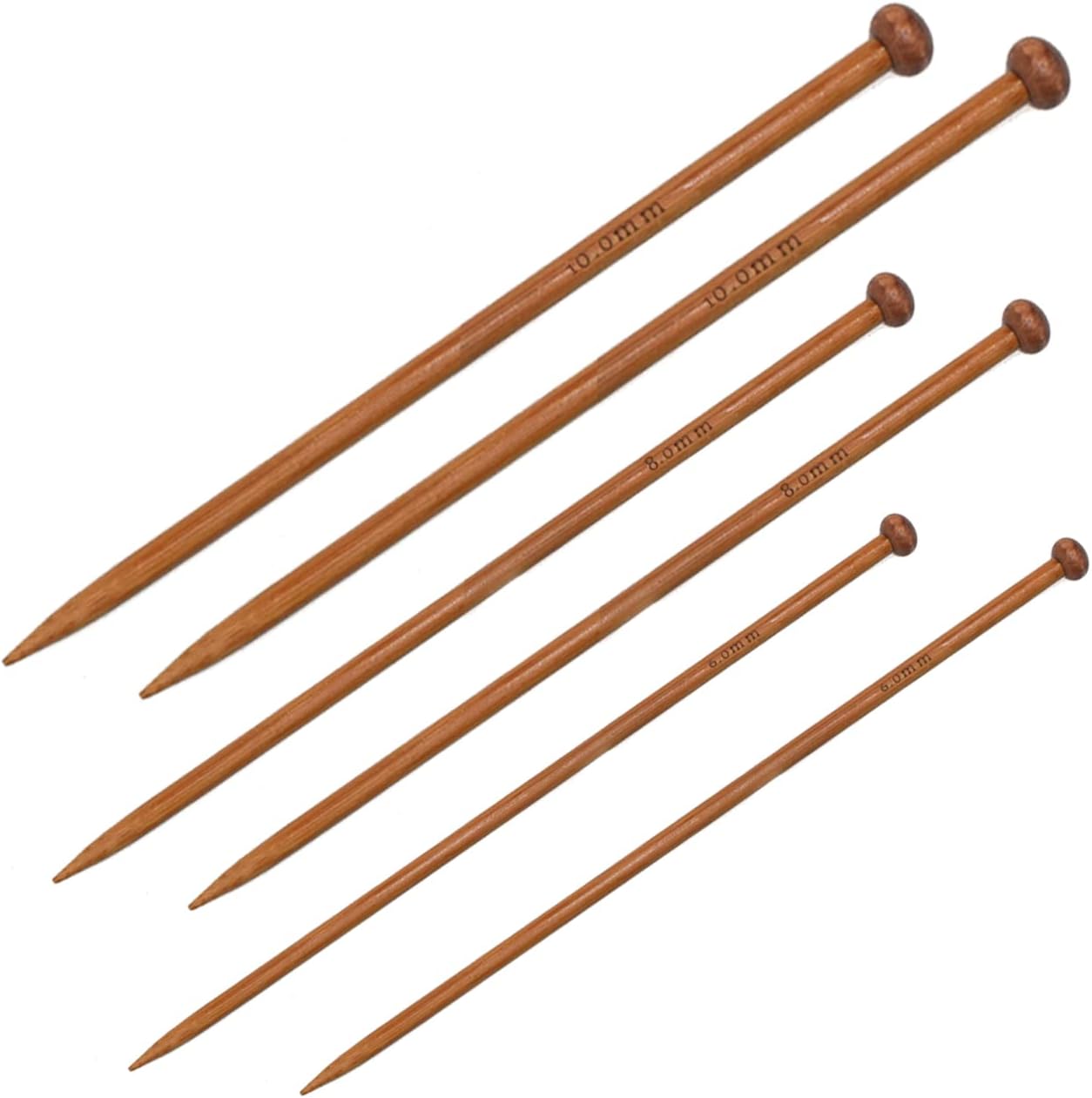 Amazon.com: MARRTEUM 6 Pieces Bamboo Knitting Needles Set Single Point ...