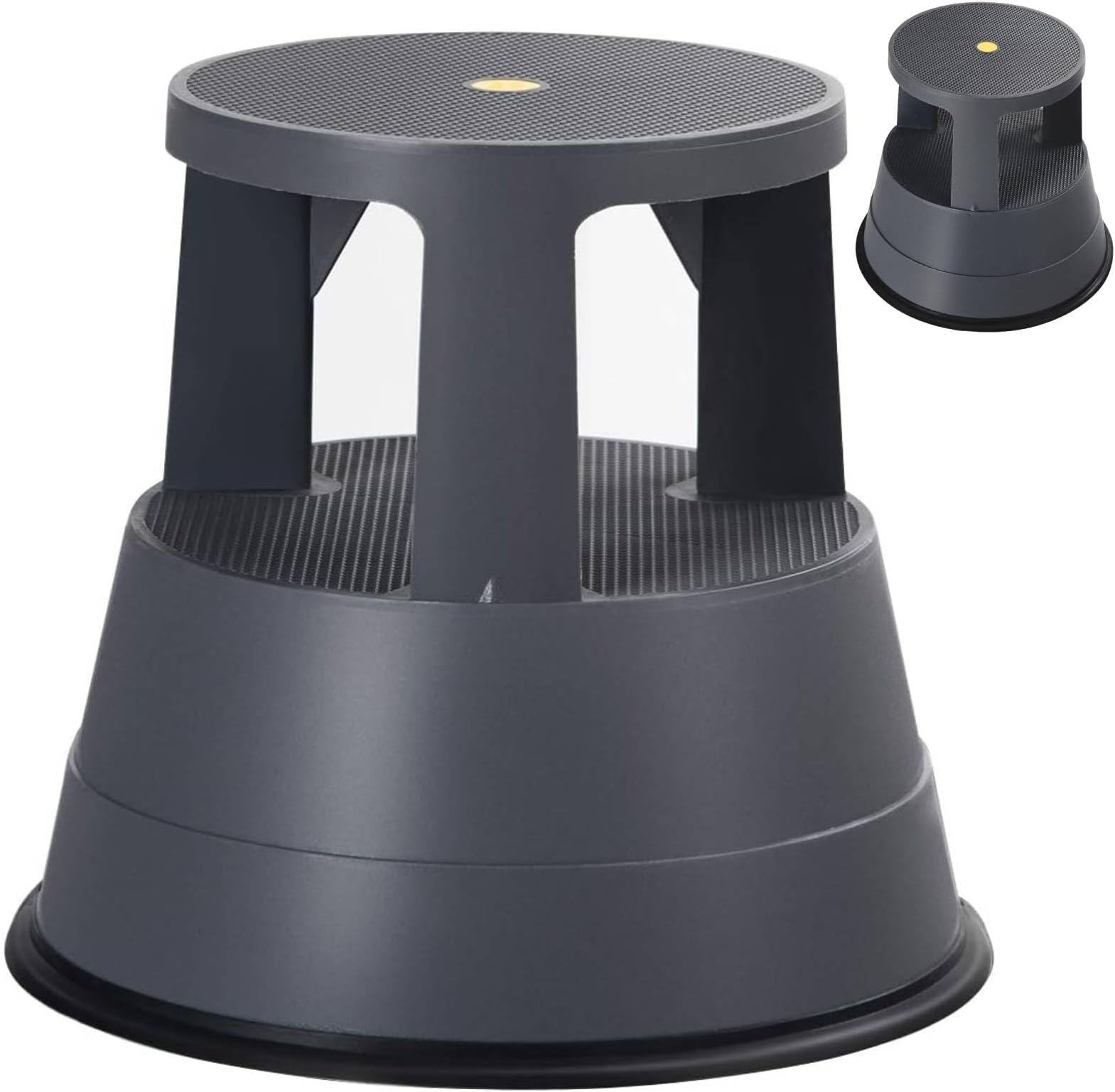The Workplace Depot Kick Step Stool - Black Plastic Rolling Kickalong ...