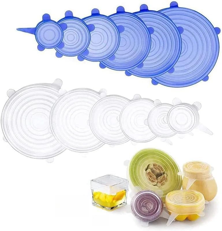 Firschoie Lot de 12 Couvercles en silicone, Réutilisable et extensible ...