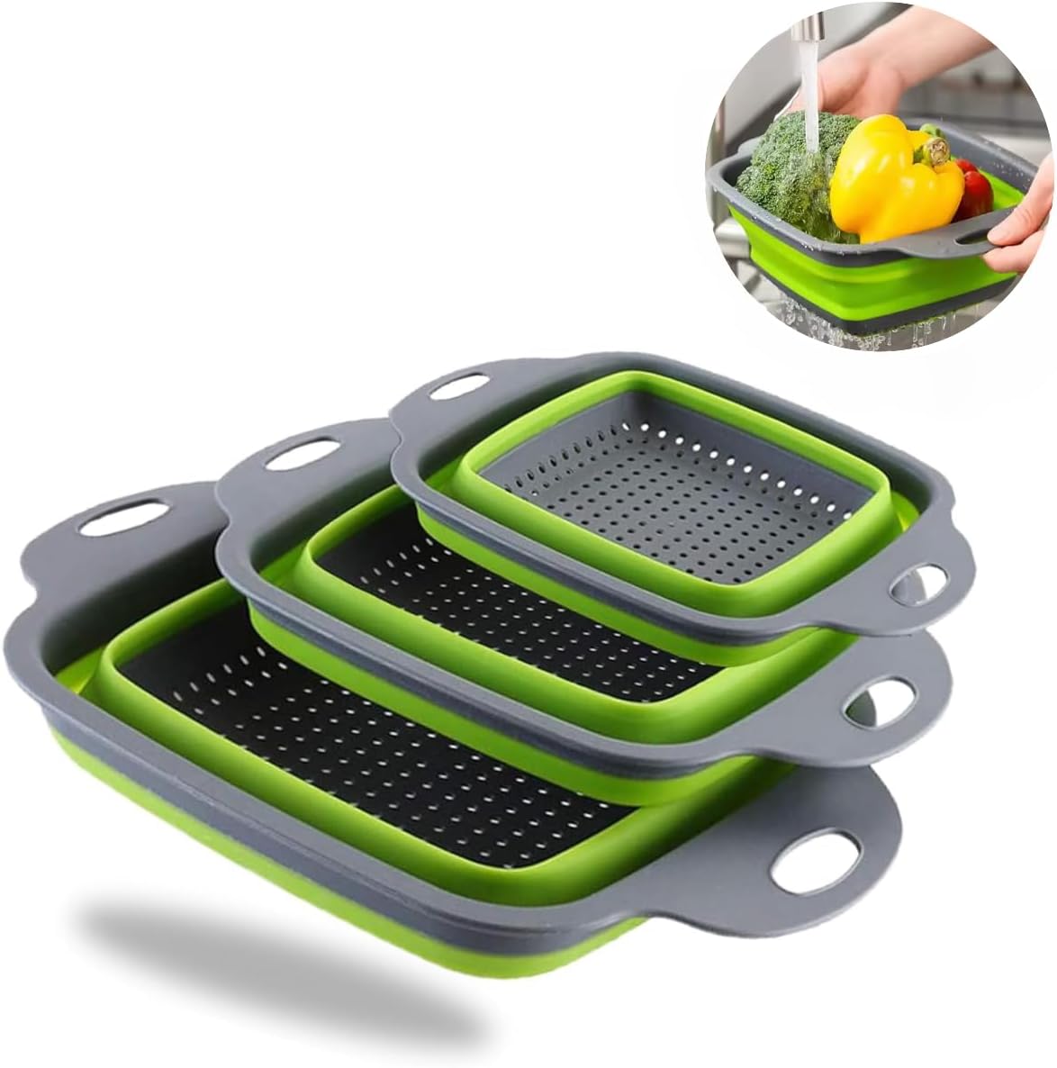 Amazon.com: 2-Pack Collapsible Colanders with Handles with Extendable 9 ...