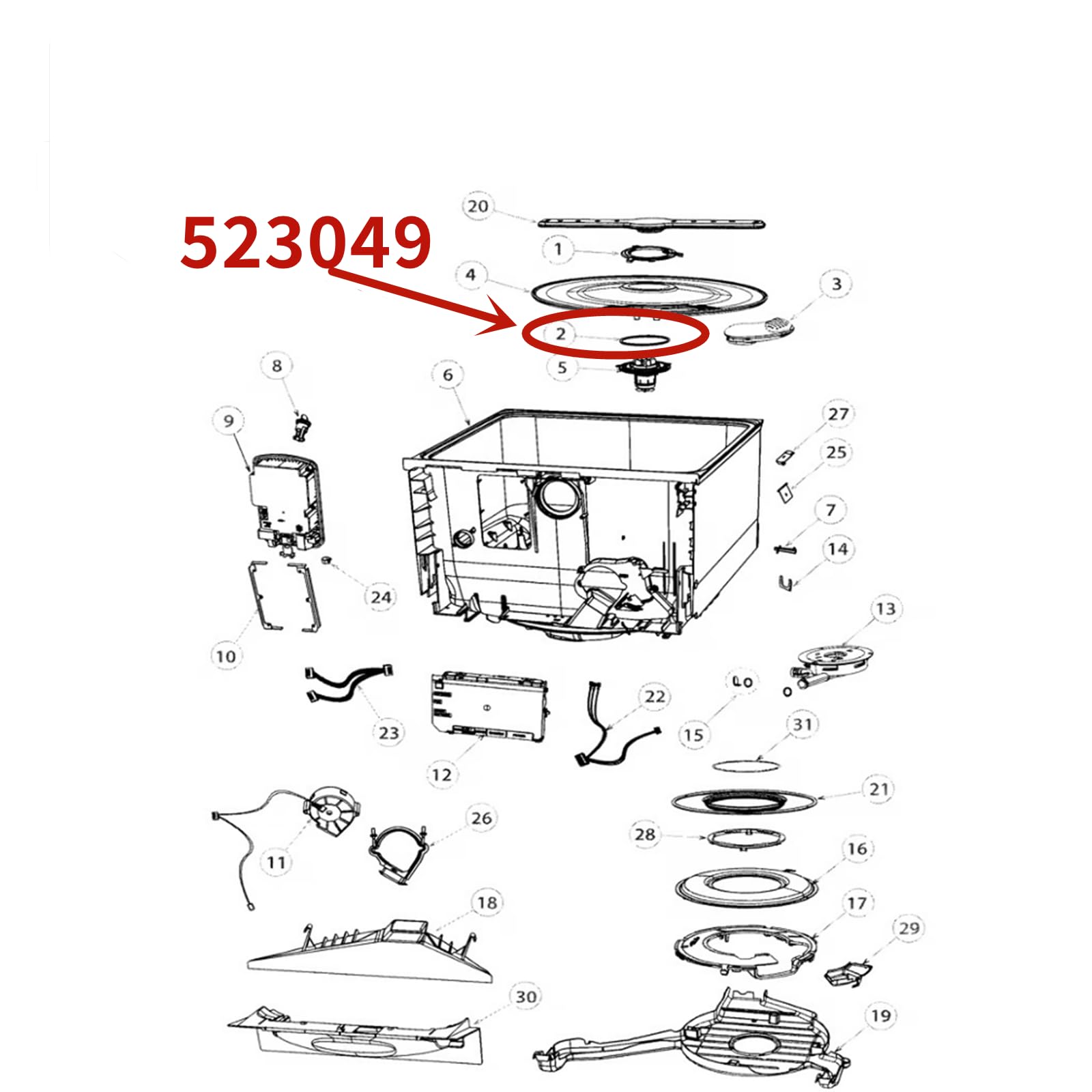 Snapklik.com : Fisher & PAYKEL For 523049 Dishwasher RED ORING Rotor ...