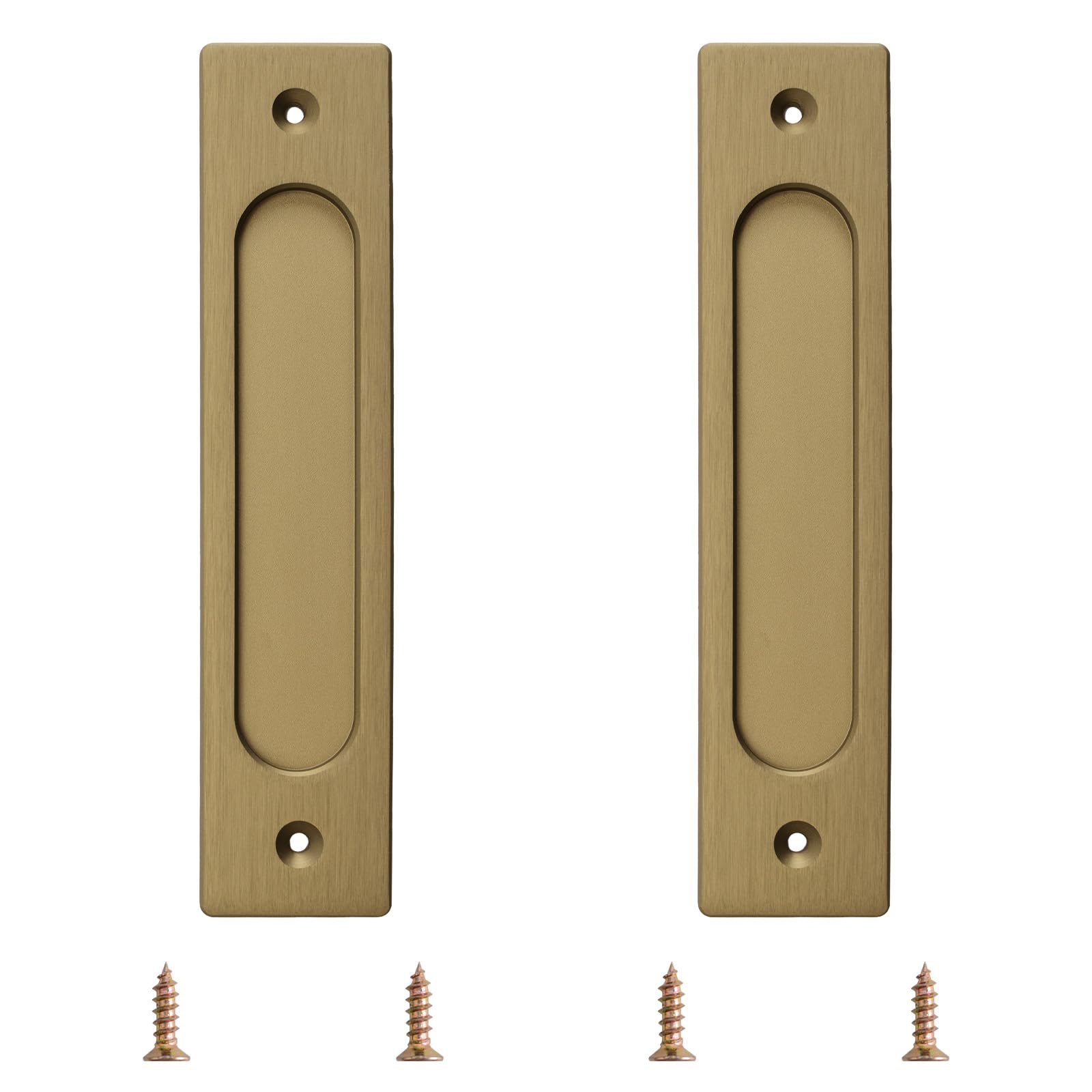 MOROBOR Rectangular Recessed Sliding Door Pulls, 2pcs Bronze Gold Flush ...
