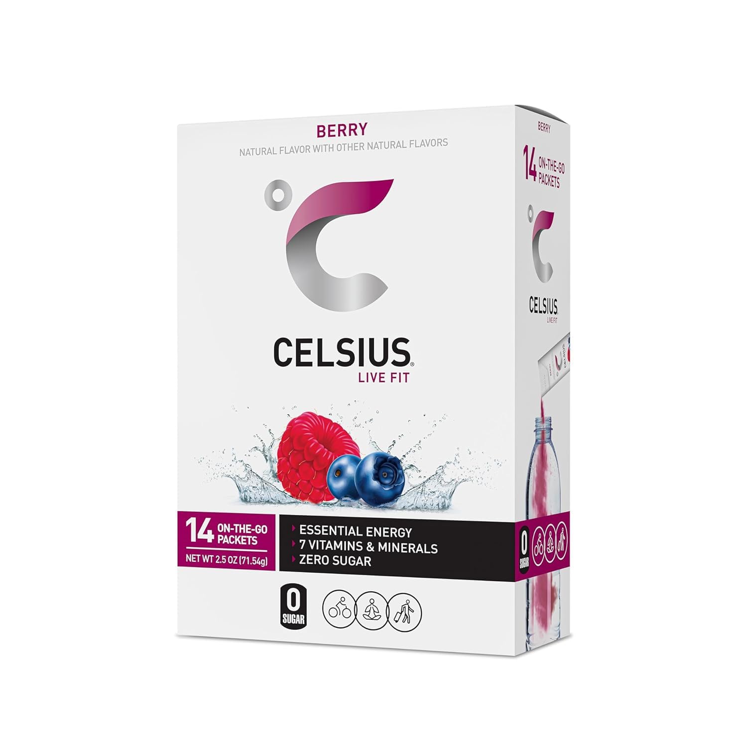 CELSIUS Berry On-the-Go Powder Stick Packs, 14 Count (Pack of 1 ...