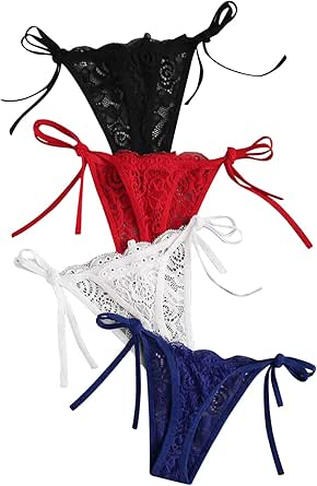 Amazon.com: Pxoaobr Womens Lace G-Strings Side Tie Panties Adjustable G ...