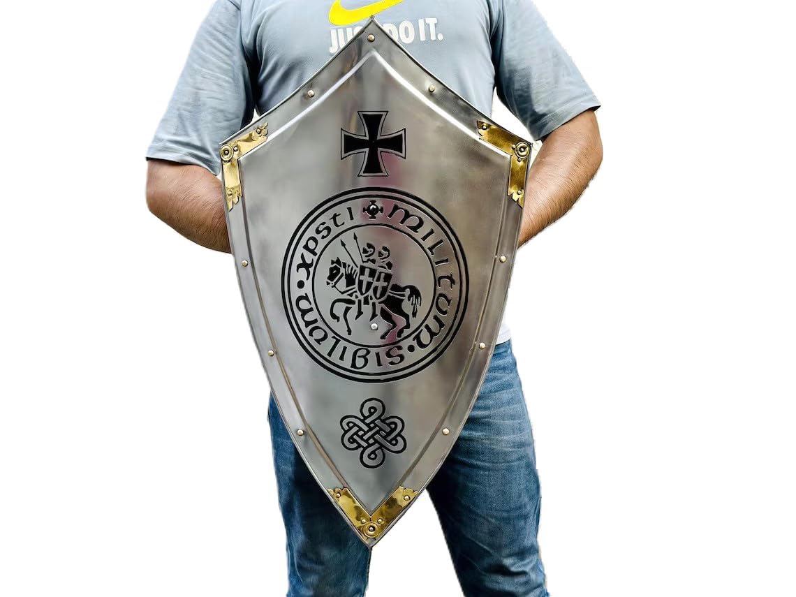 Amazon.com: Medieval Templar Knight Shield - Heater Shield, 18 Gauge ...