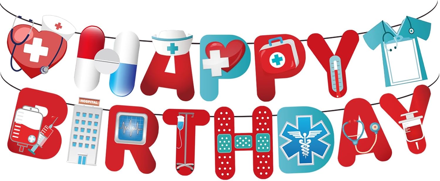 Amazon.com: DIADARL Nurse Happy Birthday Banners Nurse Theme Birthday ...