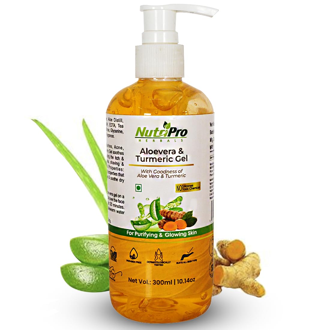 NutriPro Aloevera & Turmeric Face & Hair Gel 300ml, Soothing Hydration ...