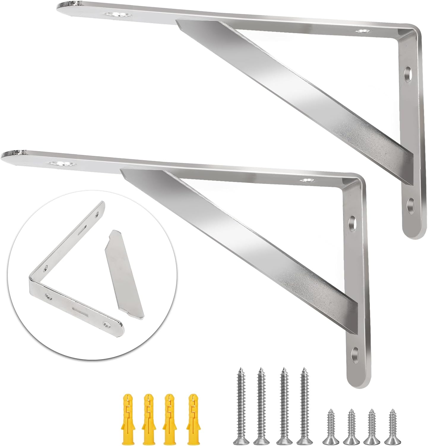 Amazon.com: Heavy Duty L Shelf Bracket 2 Pack - 8 Inch Floating Shelf ...