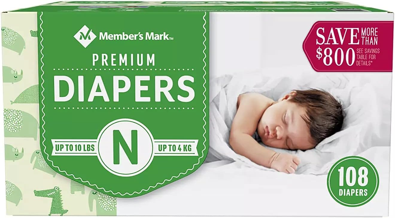 Amazon.com: Members Mark Members Mark Premium Baby Diapers, Newborn ...