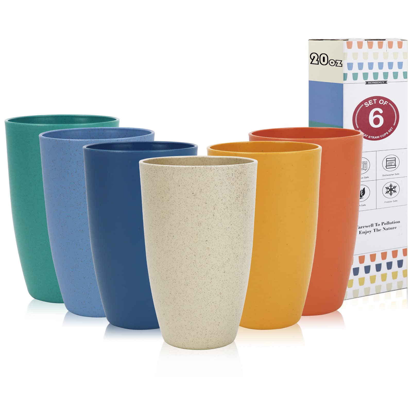 Amazon.com | Homienly Wheat Straw Cups Alternative to Plastic Cups ...