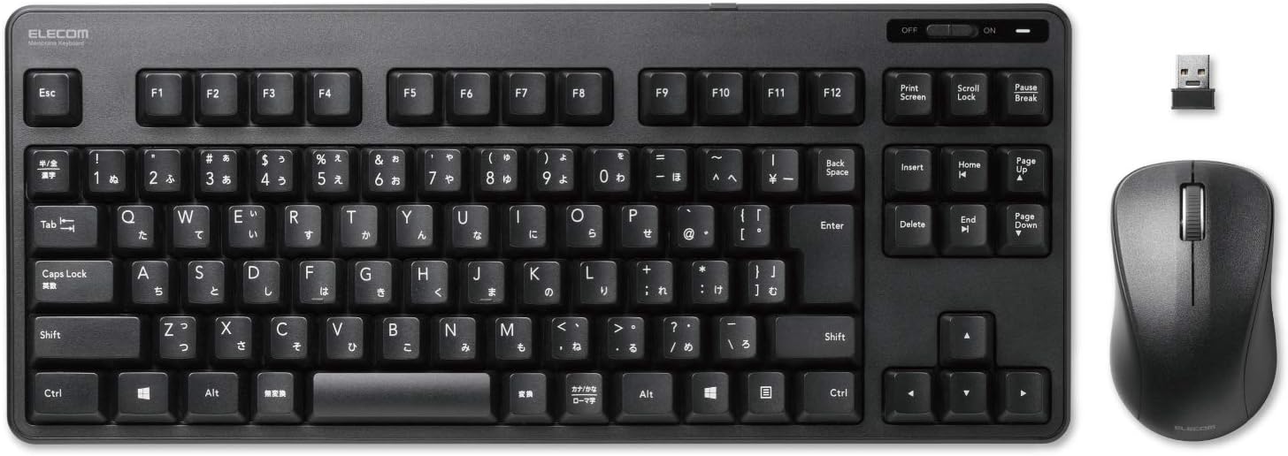 Amazon.co.jp: エレコム ワイヤレスキーボード マウスセット TK-FDM110MKBK 薄型 メンブレン式 抗菌 テンキー付 ブラック : パソコン・周辺機器