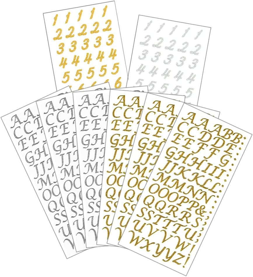 15mm Script Silver Glitter Self Adhesive Alphabet Sticker Letters Craft ...