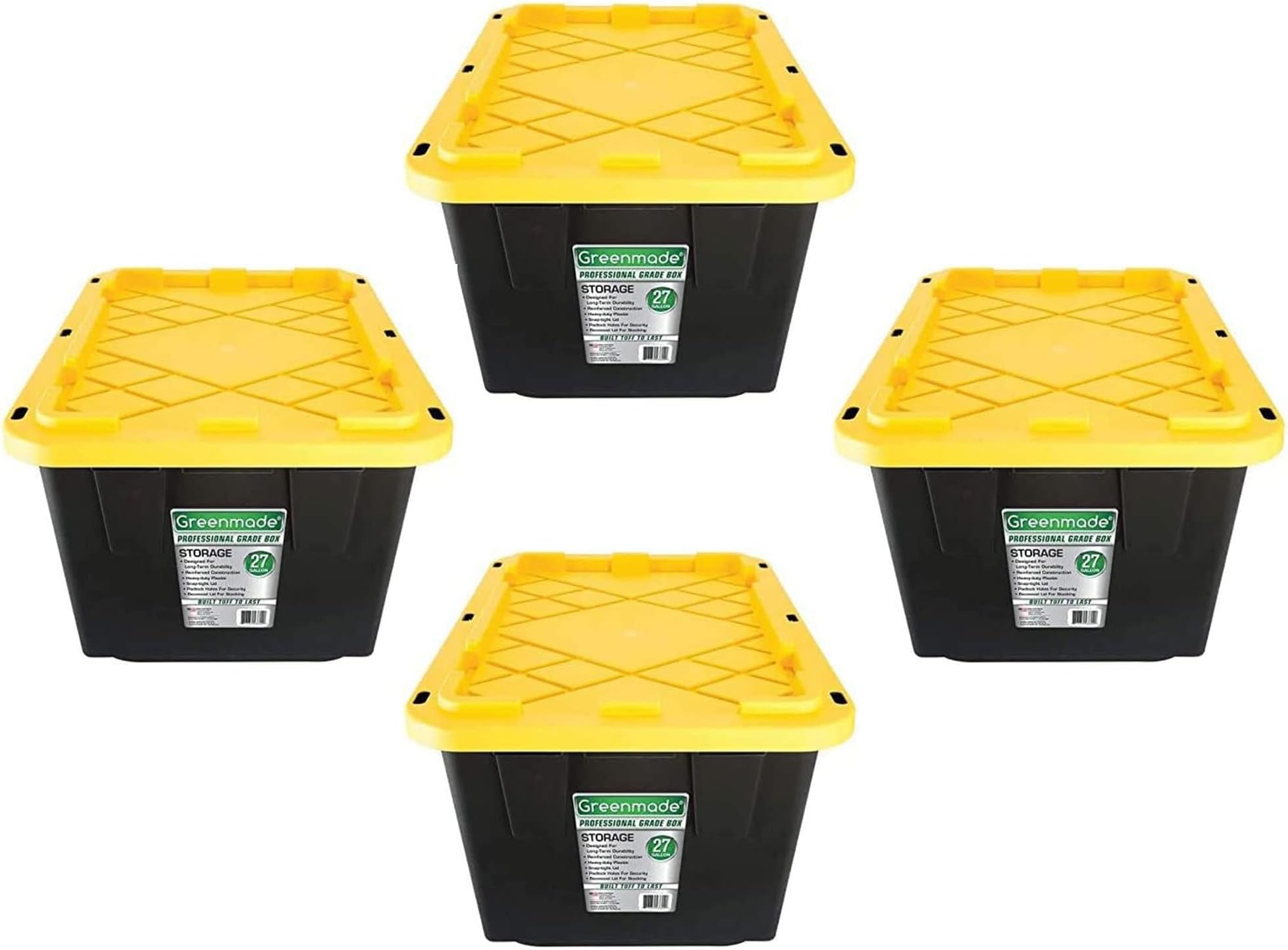 Amazon.com - GREENMADE 27 Gallon Black & Yellow Storage Container (4-Pack)