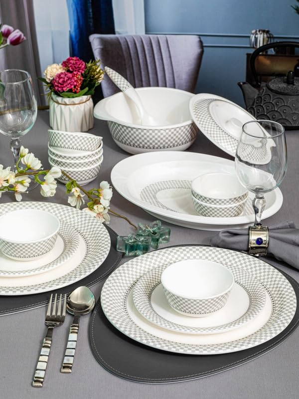 Servewell Dinner Set 31 pc Rnd - Checkers : Amazon.in: Home & Kitchen
