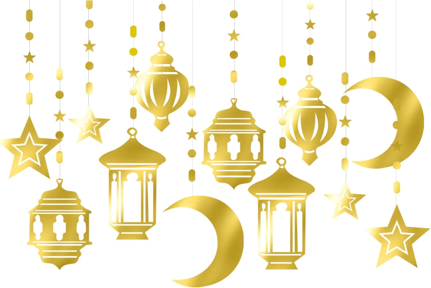 Amazon.com: Panduola Gold Ramadan Star-Moon Party-Decorations Garland ...