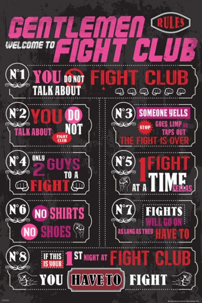 Pyramid America Fight Club Movie Welcome to Fight Club Rules ...