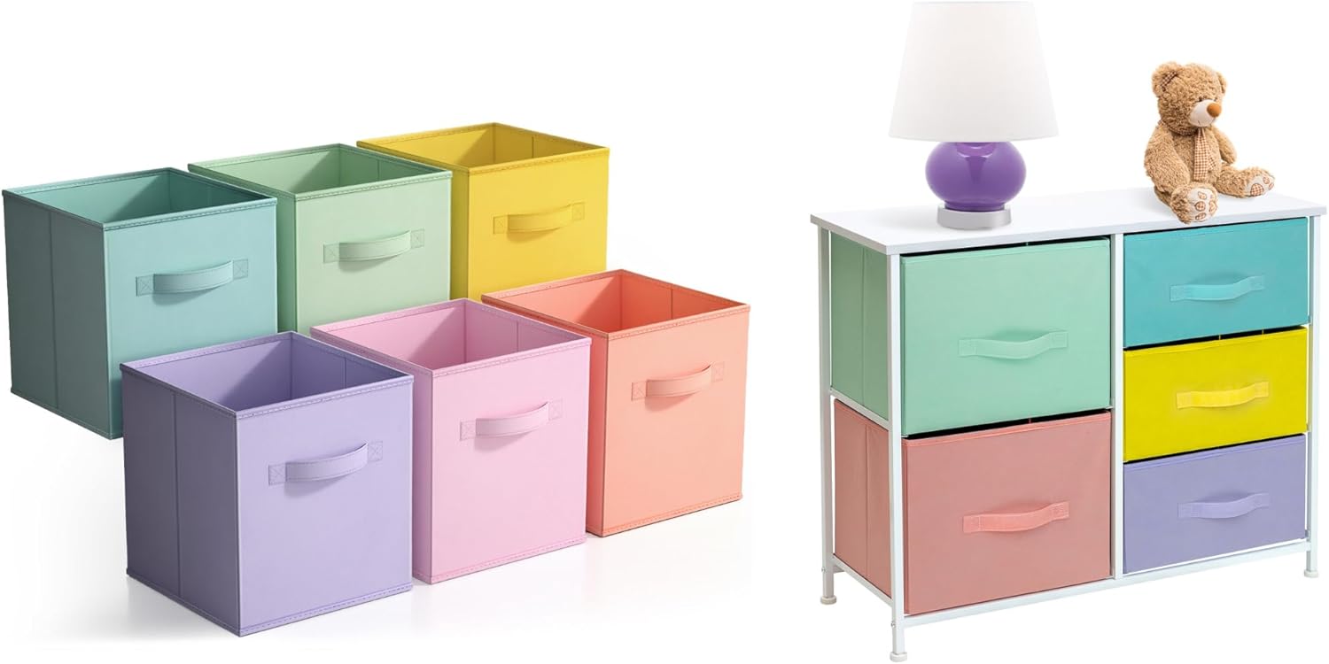 Amazon.com: Sorbus Pastel Dresser with 5 Drawers + 11 Inch Pastel Cube ...