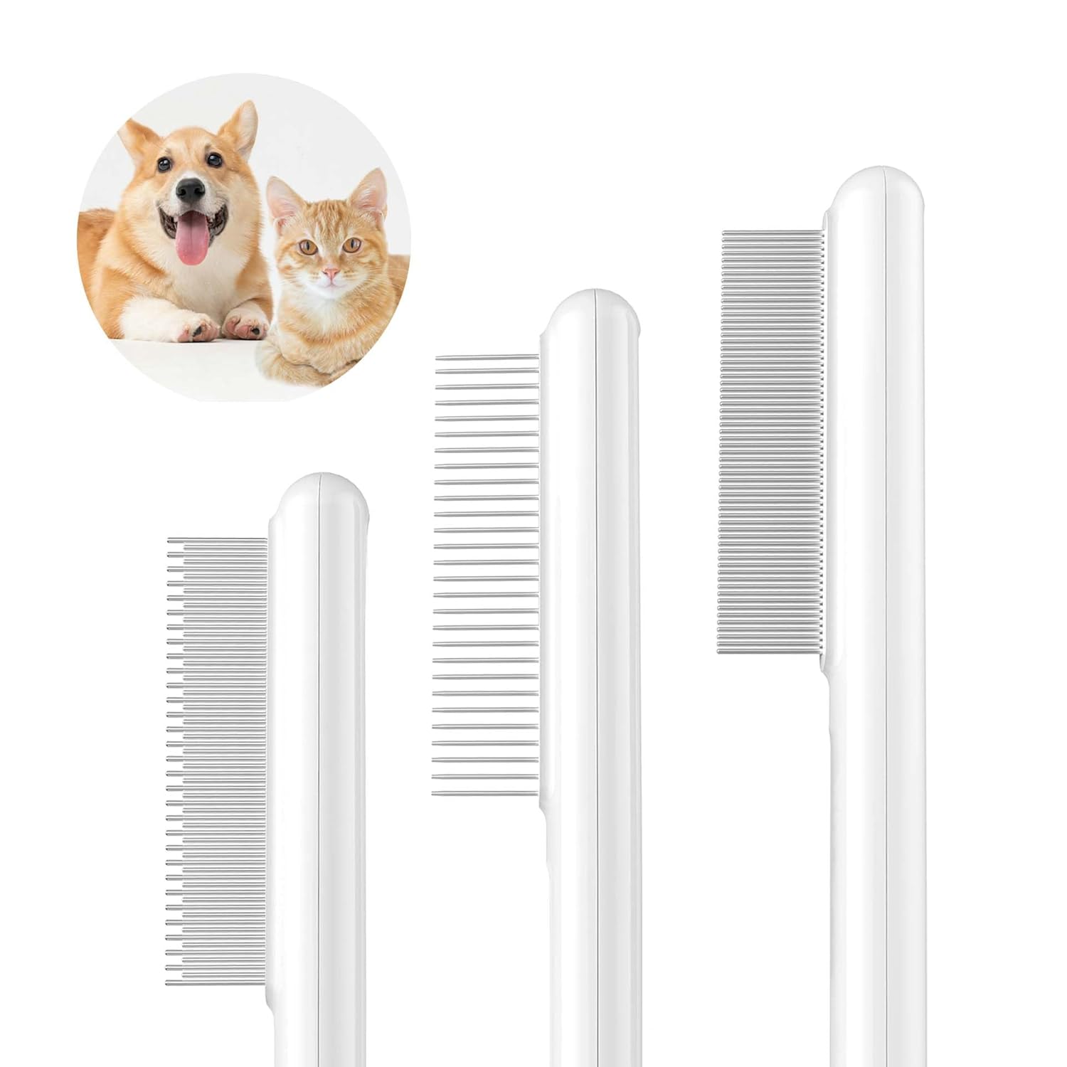 Amazon.com: 3 Packs Cat Combs,WUSOLIBON Rounded Stainless Steel Teeth ...